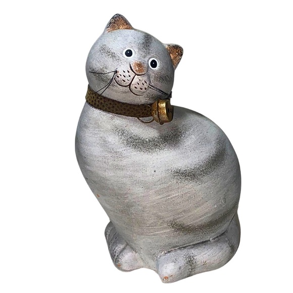 Accents | Vintage Terracotta Cat Gift Figurine With Whiskers Bell ...